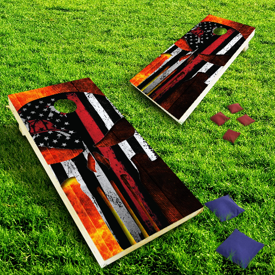 Firefighter American Flag Cornhole Boards — CustomCornHoleBoards